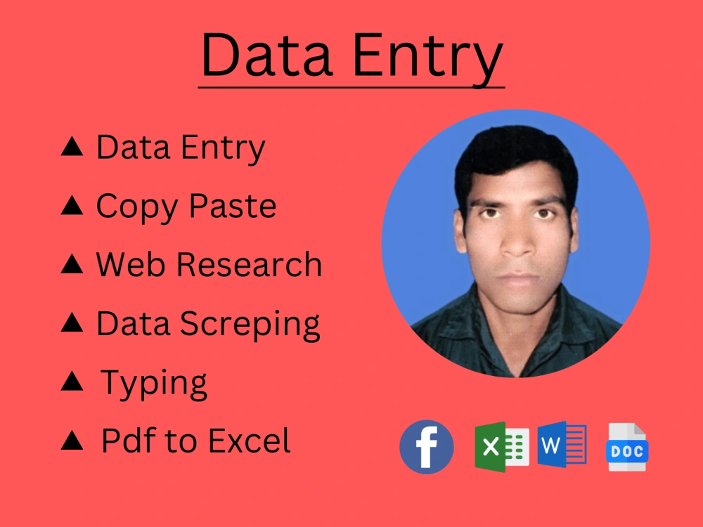 Data entry. lead generation.. copy-paste. web research 24 Servics | Upwork