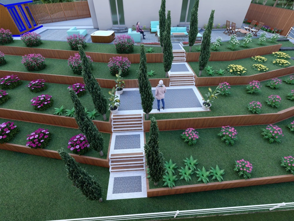 The architectural landscape design 3d model and render | Upwork