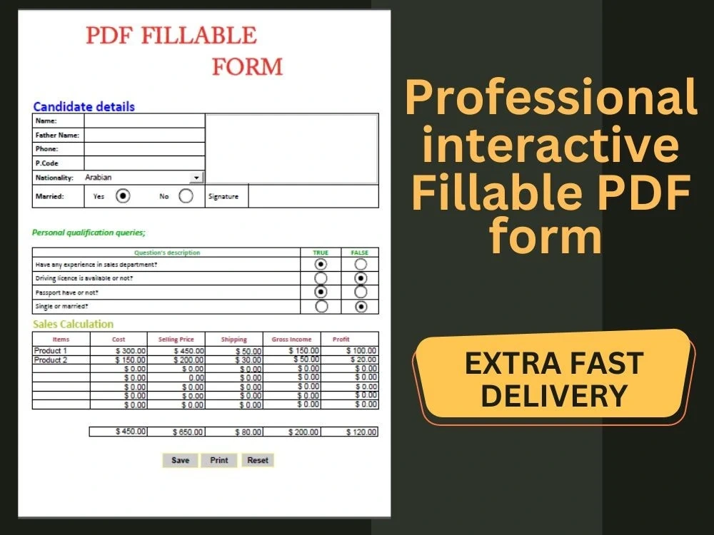 A professional fillable PDF form for getting info from clients | Upwork