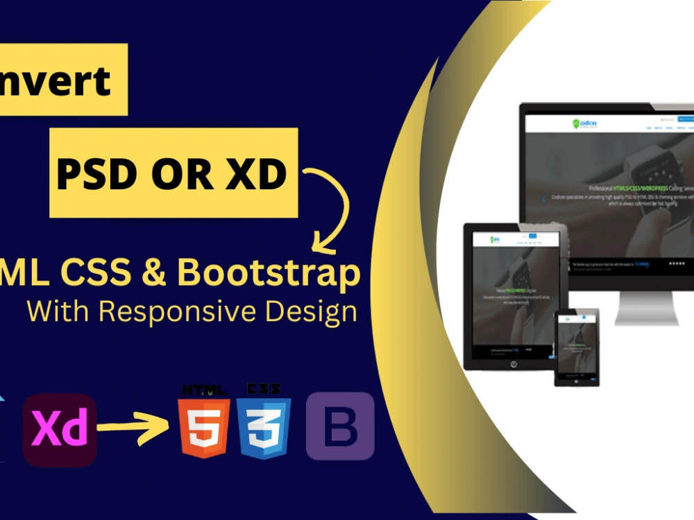 PSD or xd to HTML, CSS and bootstrap responsive website | Upwork