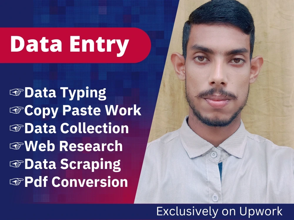 Data Entry, Data Scraping, Typing, Web Research,Copy Paste & PDF Conversion | Upwork