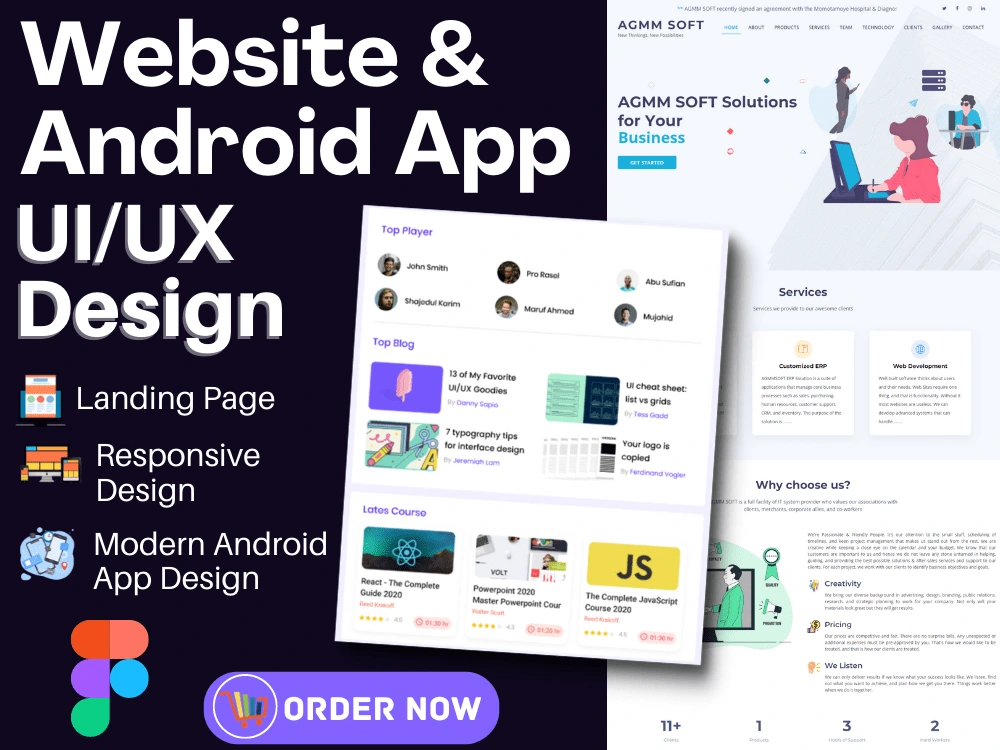 Responsive website UI/UX design, Modern Android app UI/UX design in ...