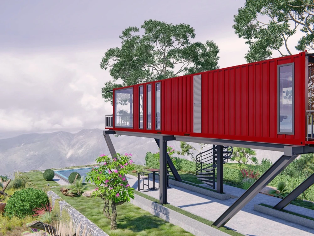 Design and realistic renderings of shipping container house, shop ...