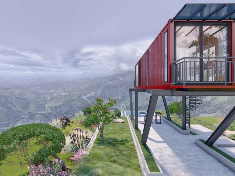 Design and realistic renderings of shipping container house, shop ...
