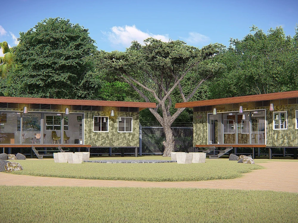 Design and realistic renderings of shipping container house, shop ...