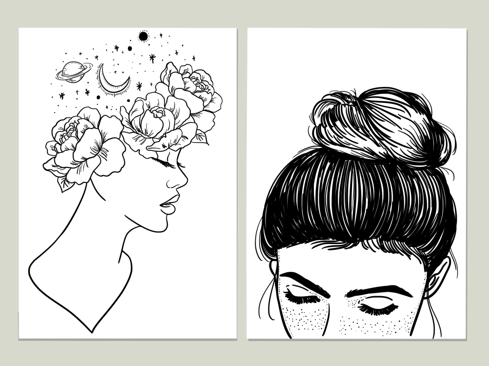 Beautiful line art hand drawn illustrations for your poetry book | Upwork
