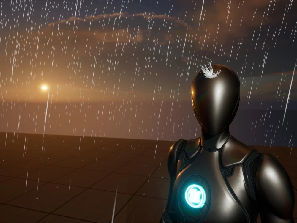 Particle system Rain simulation with splashes Niagara Unreal Engine ...