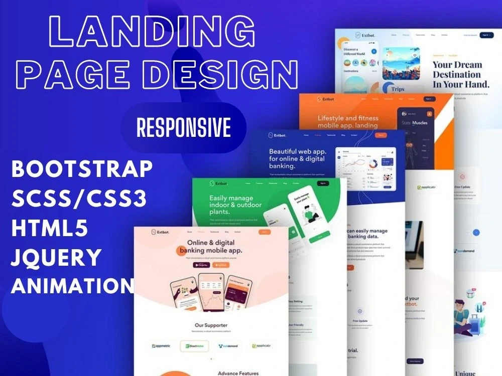 Website design or Landing page with HTML,CSS/SCSS, Bootstrap and ...