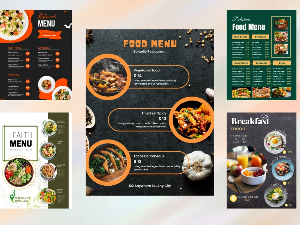 A modern and wonderful menu design. | Upwork