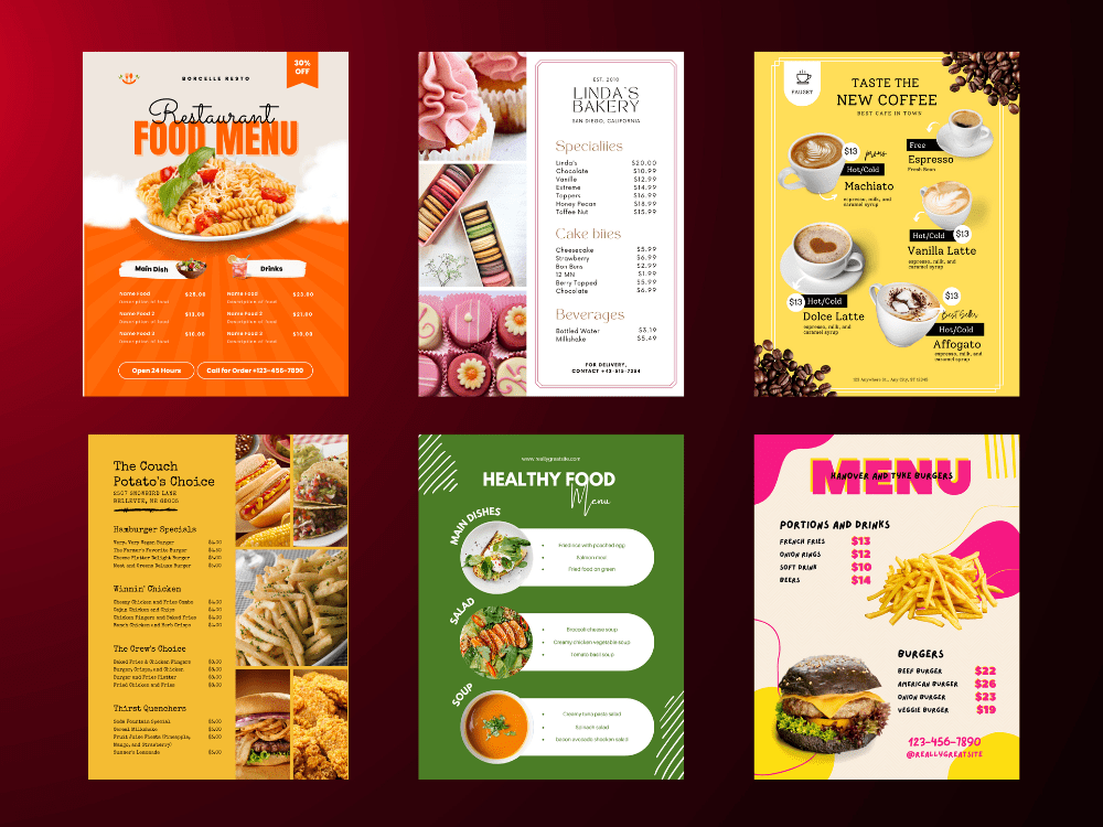 A modern and wonderful menu design. | Upwork