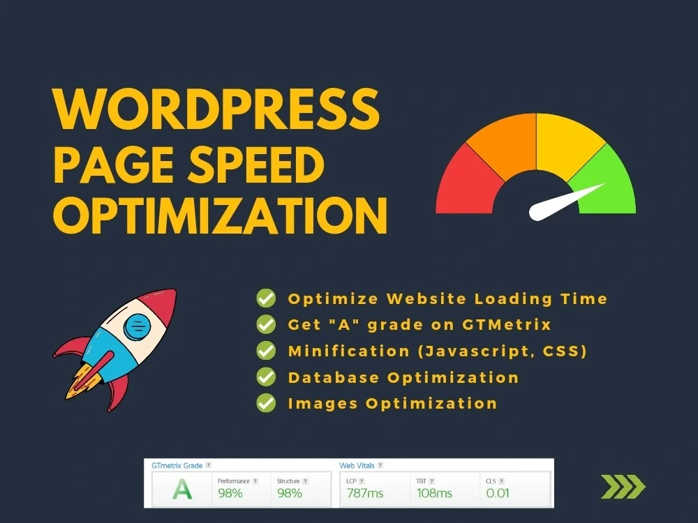 WordPress Website Page Speed Optimization GTMetrix with 95% Score | Upwork