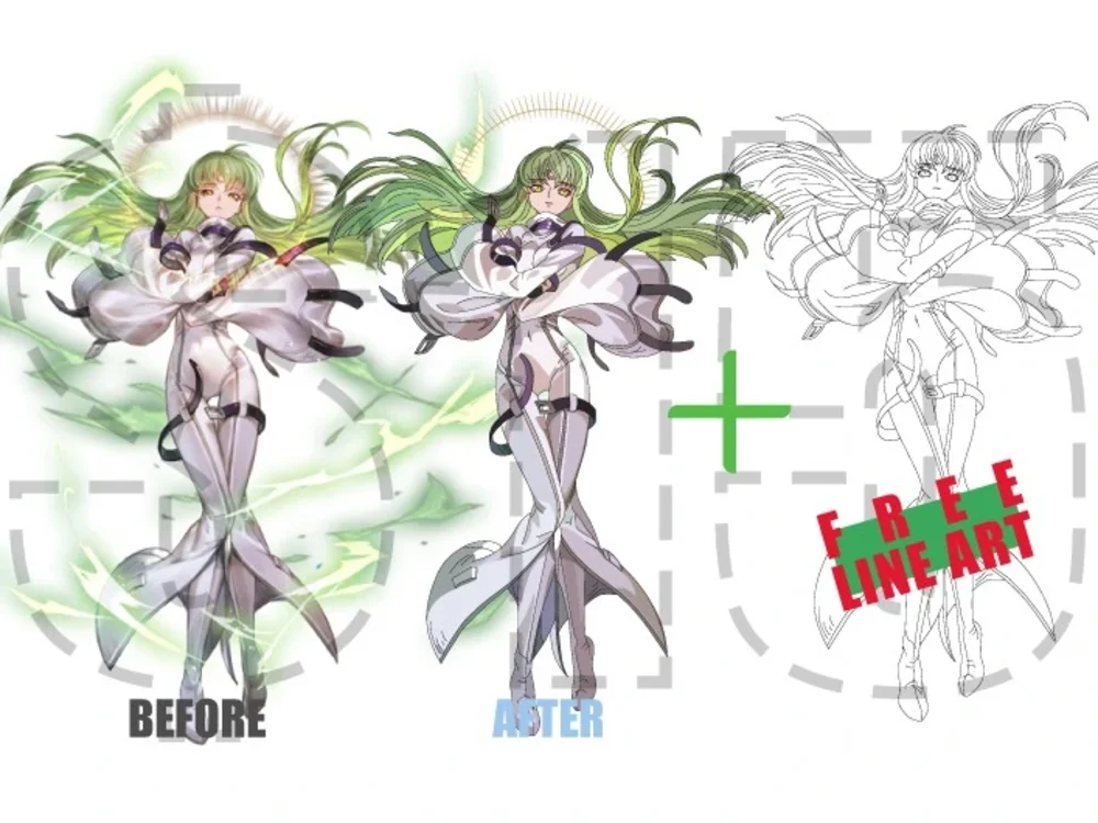 Vectorized, traced, redrawn high res anime characters in adobe ...