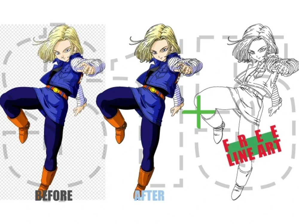 Vectorized, traced, redrawn high res anime characters in adobe ...