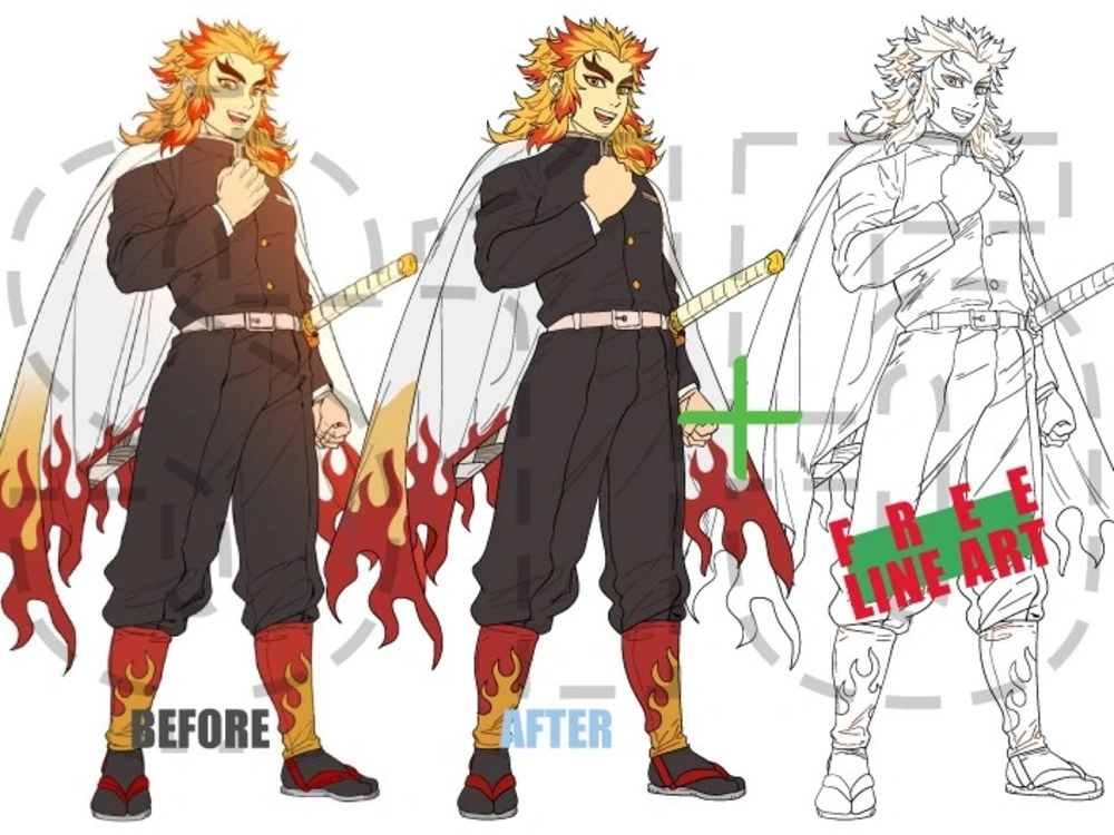 Vectorized, traced, redrawn high res anime characters in adobe ...