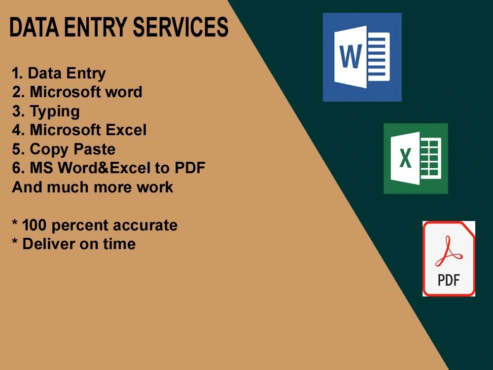 Data entry, copy paste, typing, word/excel to PDF | Upwork