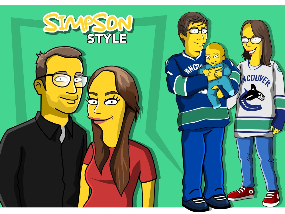 Portrait of you and your friends in the Simpson style | Upwork