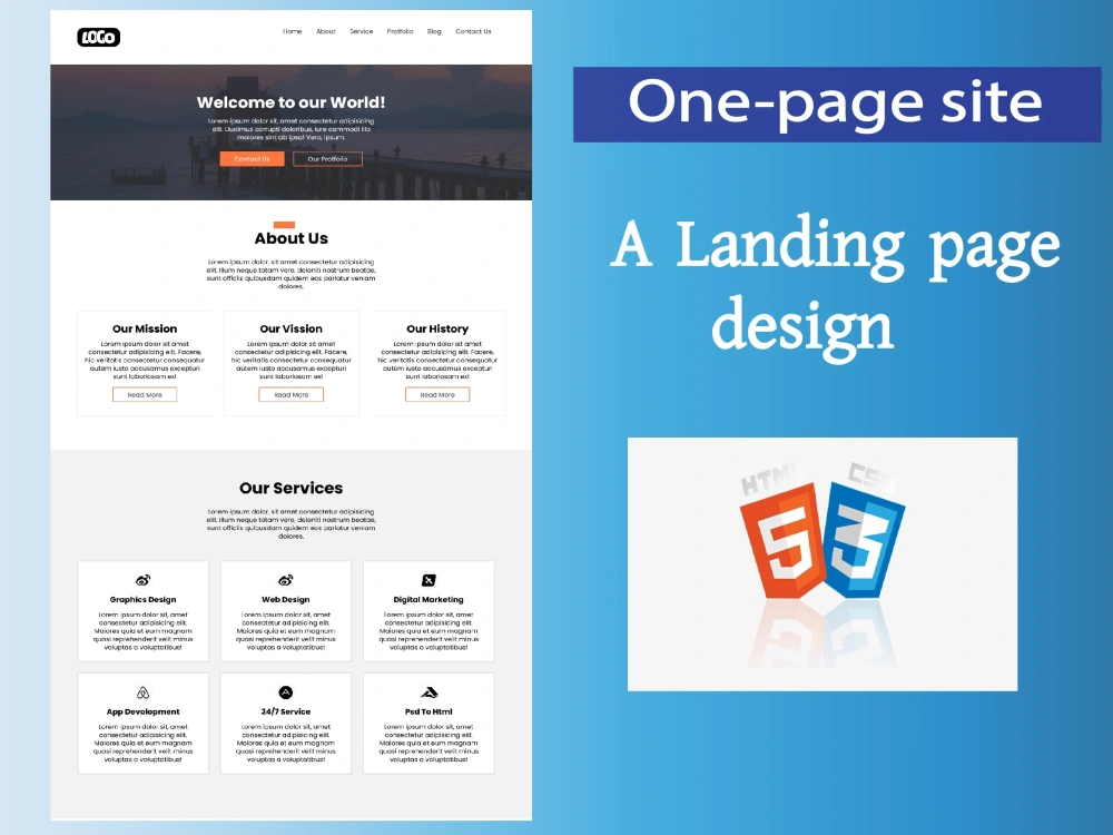 Landing page | one page web design by Html5, Css3, Javascript | Upwork
