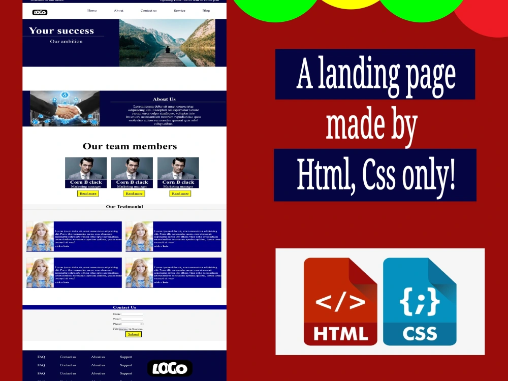 Landing page | one page web design by Html5, Css3, Javascript | Upwork