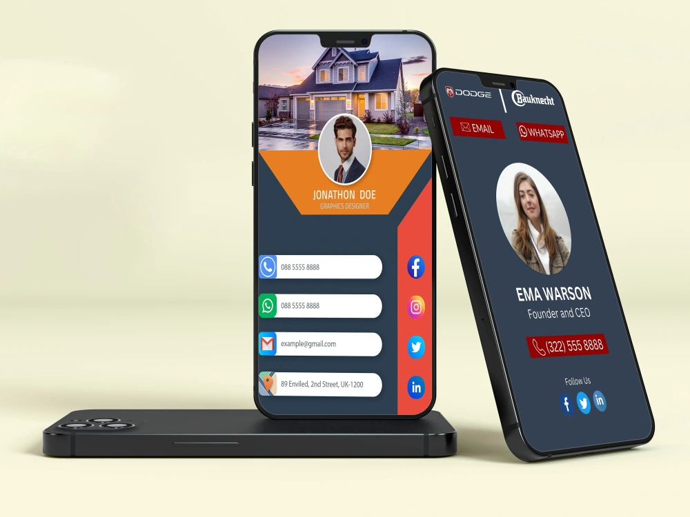 Clickable digital business card or vCard and clickable Flyer | Upwork