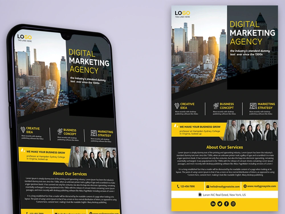 Clickable digital business card or vCard and clickable Flyer | Upwork