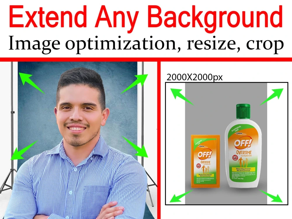 An extended background in photo and image resizing, crop, and ...