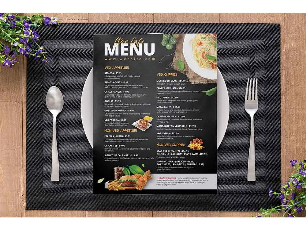 A creative restaurant menu design, food menu, digital menu, menu board ...