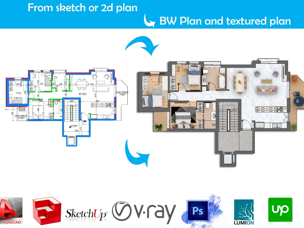 2d texture plan with the highest quality render | Upwork