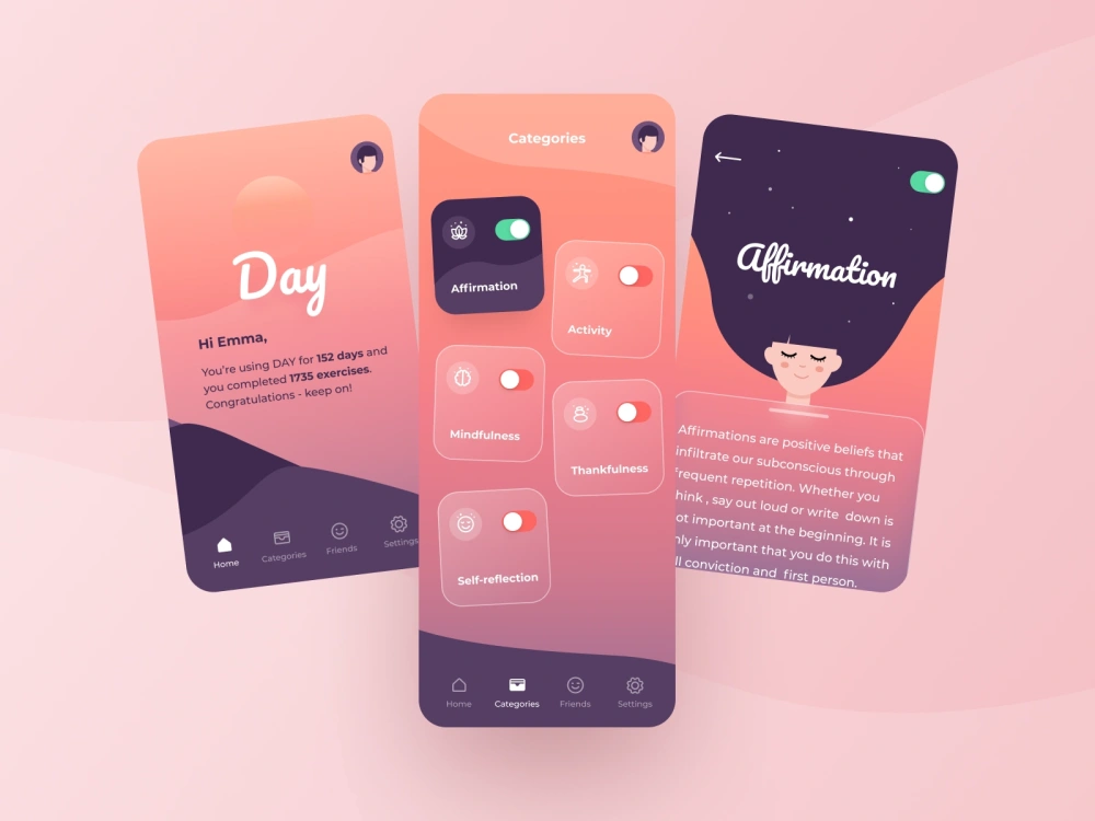 A high-fidelity prototype of mental health mobile app. | Upwork