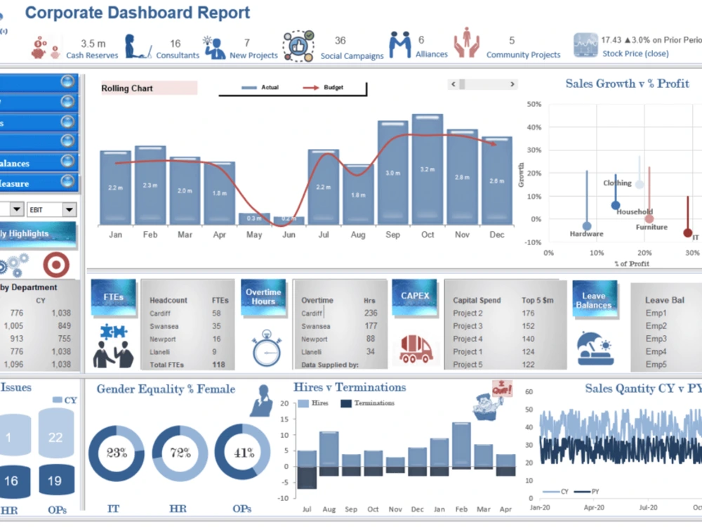An interactive and customized Excel Dashboard based on your requirement ...