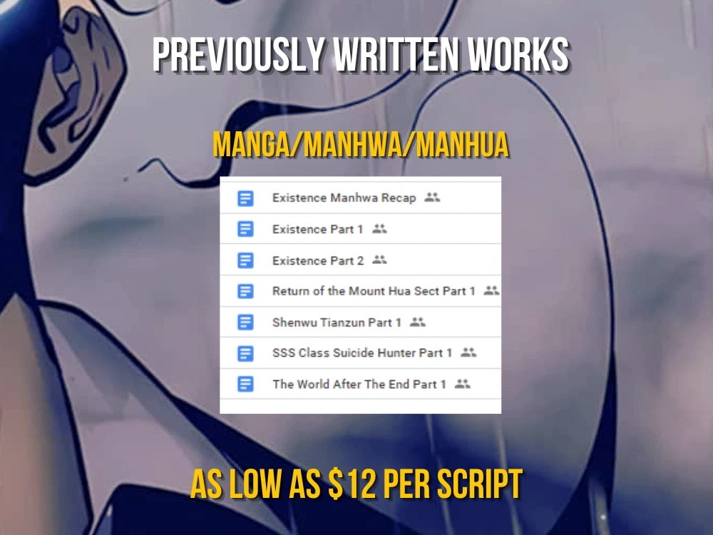 An amazing anime/manga/manhwa/manhua recap script for YouTube | Upwork
