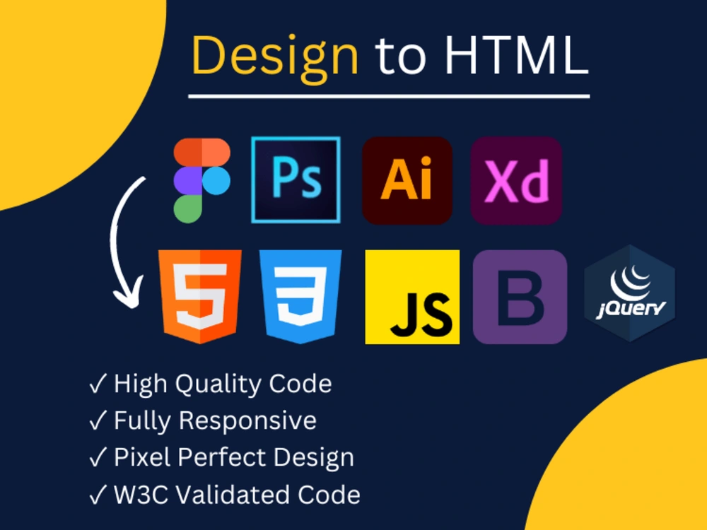 Figma/PSD/XD/AI design to responsive pixel-perfect HTML/CSS/JS/Bootstrap | Upwork