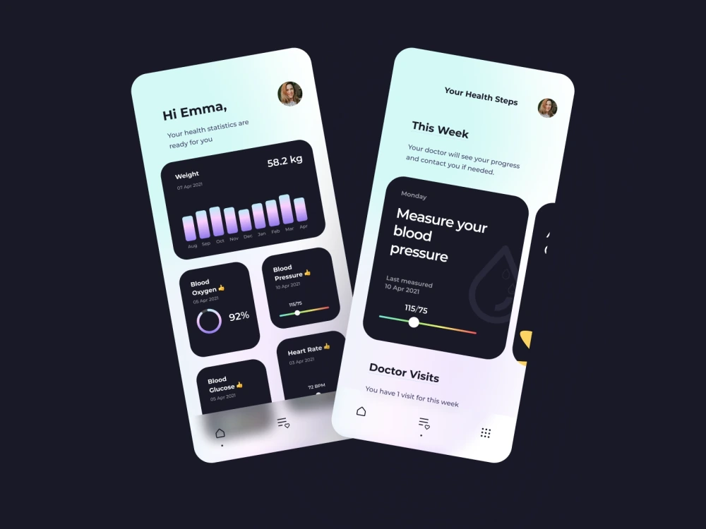 High-fidelity prototype of a health mobile app. | Upwork