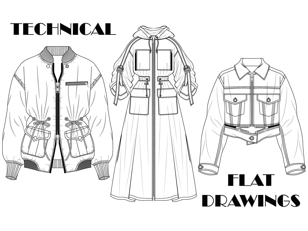 A technical flat sketch, fashion tech pack | Upwork