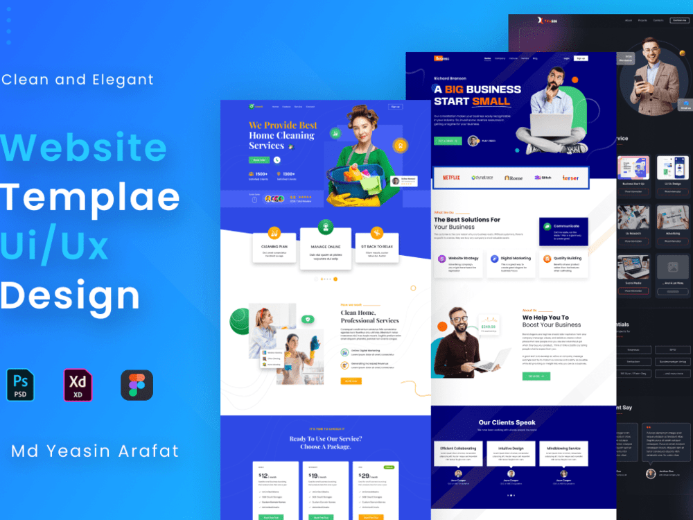Landing page UI/UX design website template professionally by Figma PSD ...