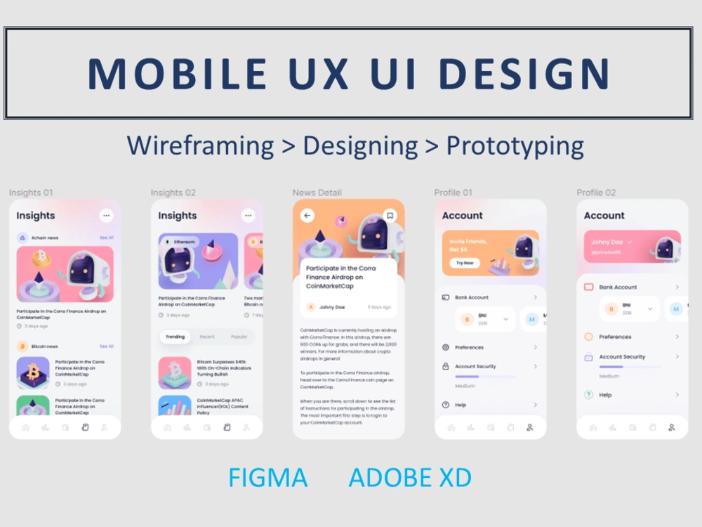 Immersive UI UX designs for mobile apps in Figma and Adobe XD | Upwork