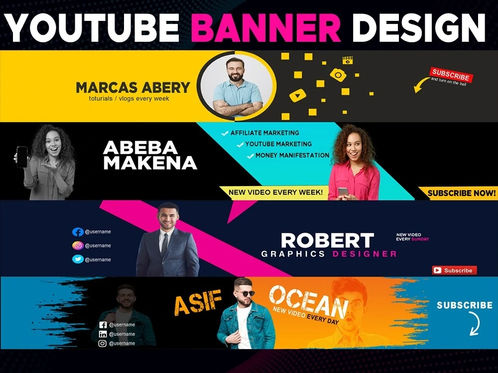 Perfect youtube banner design for your channel | Upwork