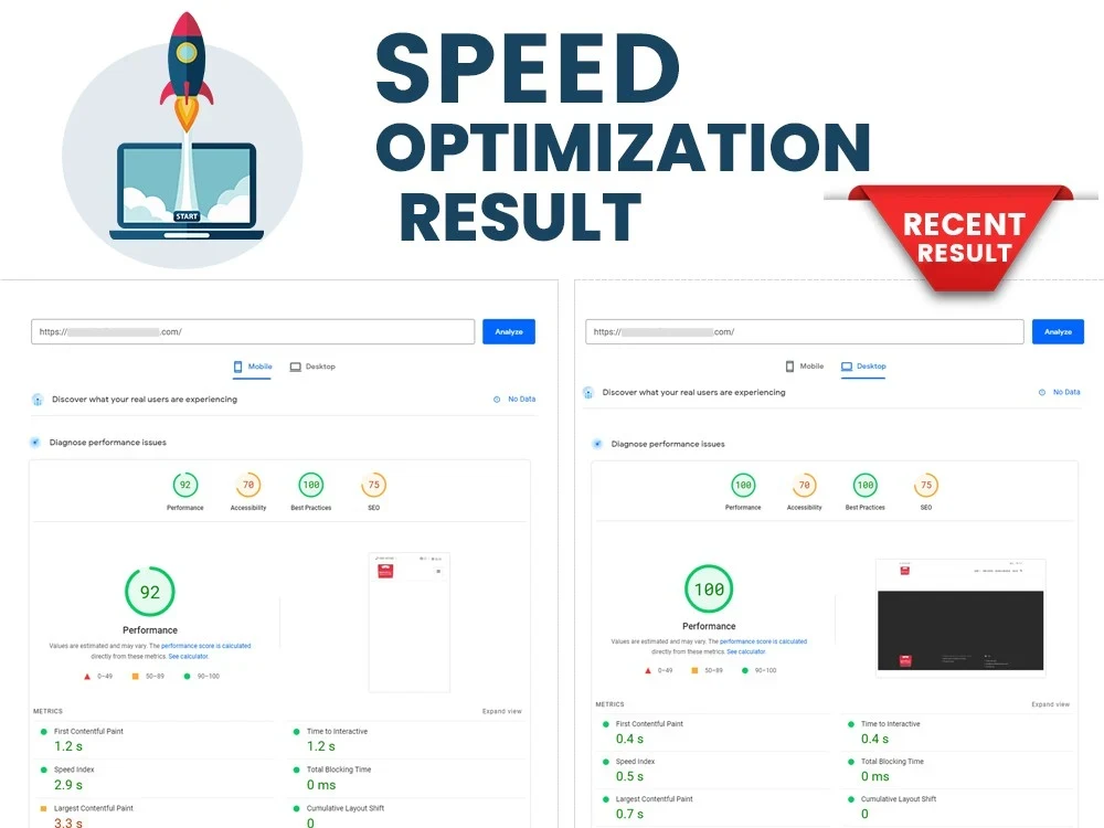 95+ speed optimization for your website| Fast loading| High performance | Upwork