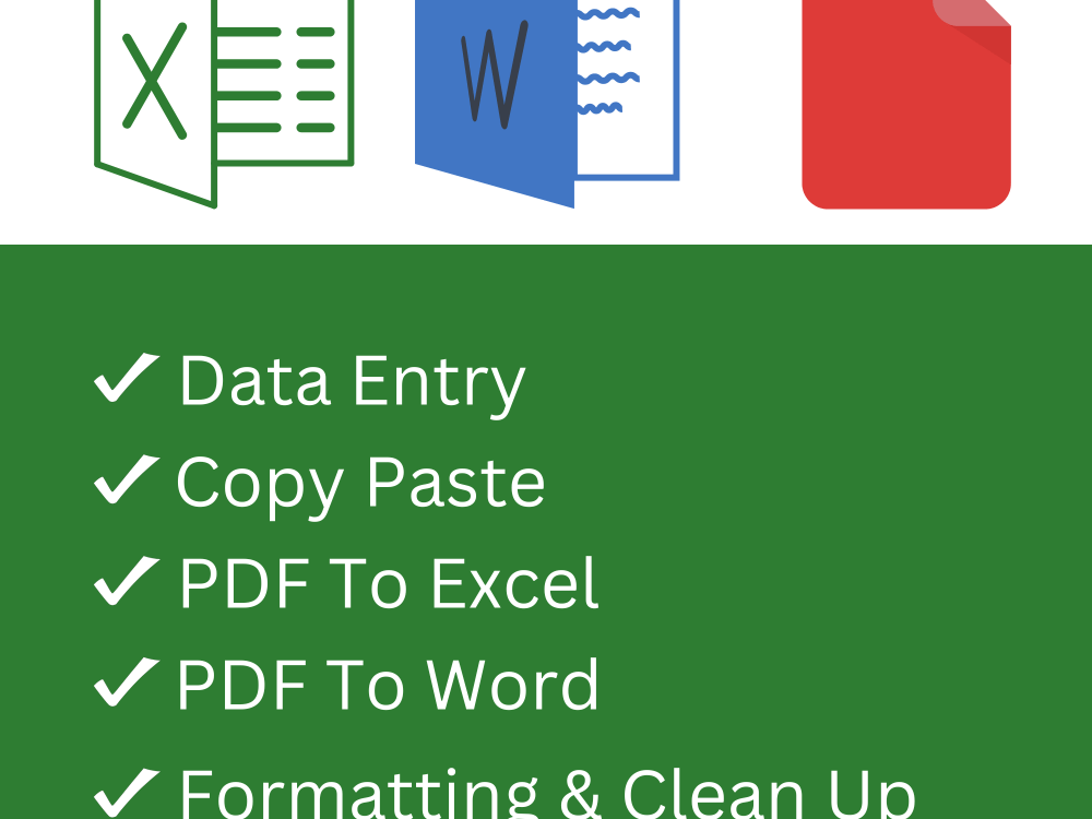 Data Entry Typing Copy Paste Excel Data Entry Pdf Conversion Services Upwork