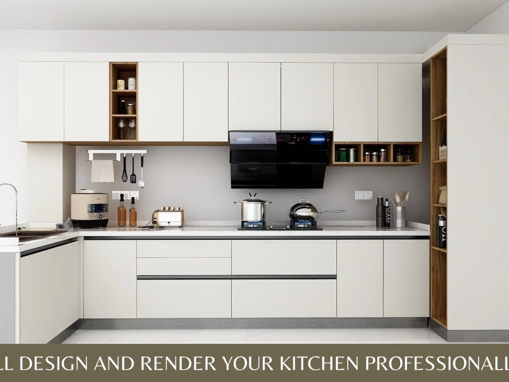 3d kitchen design in 4k rendering | Upwork