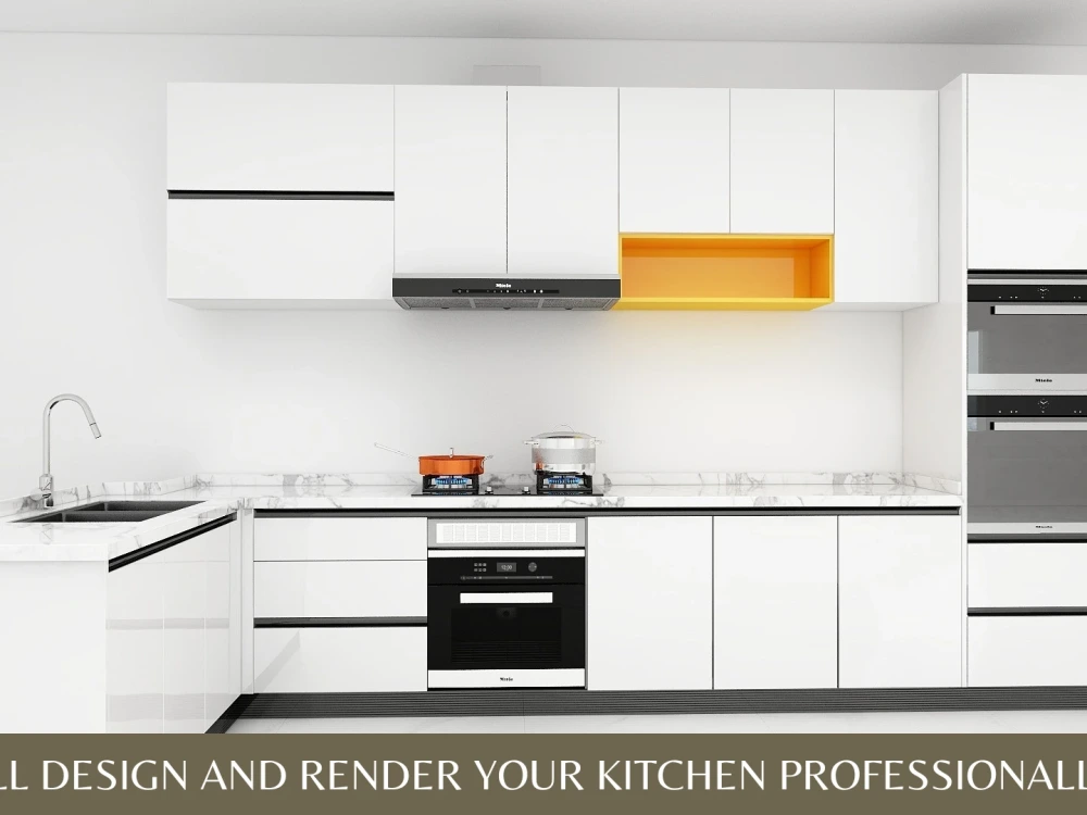 3d kitchen design in 4k rendering | Upwork
