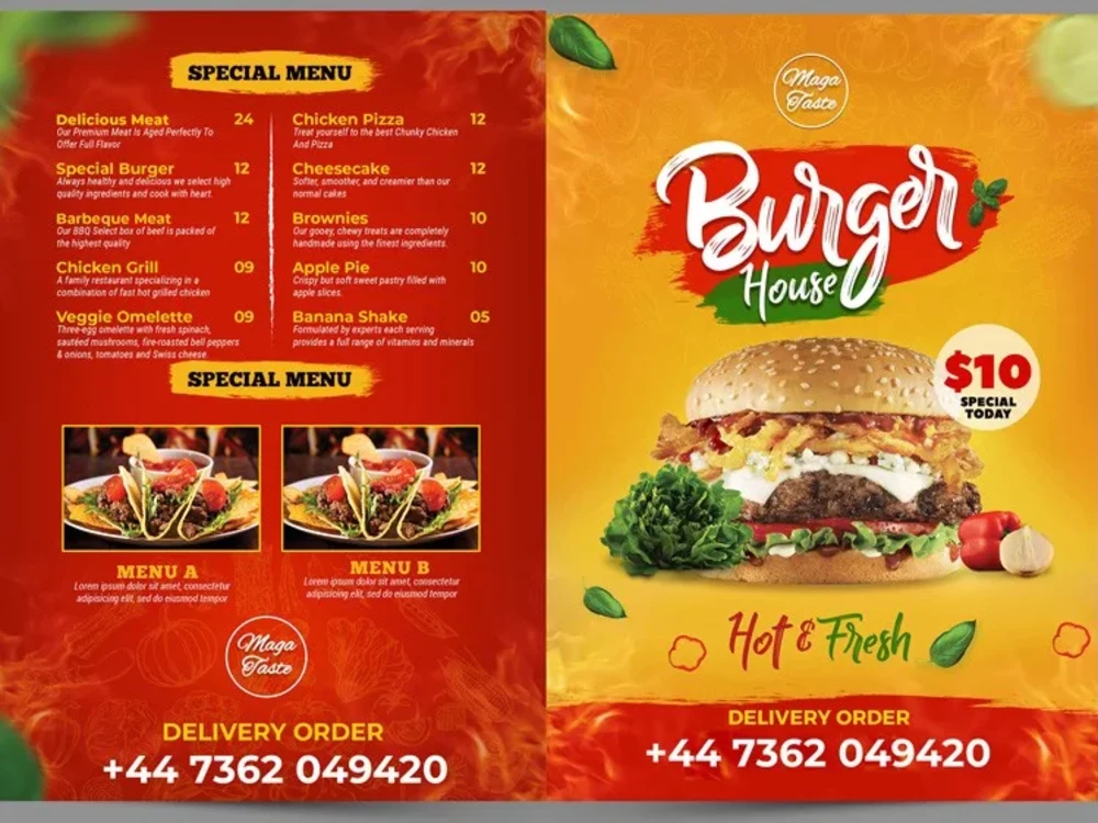 Stylish restaurant food menu card design, modern and eye catchy price ...