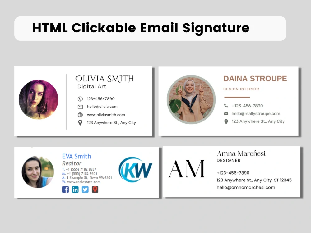 A clickable HTML Email Signature Design | Upwork