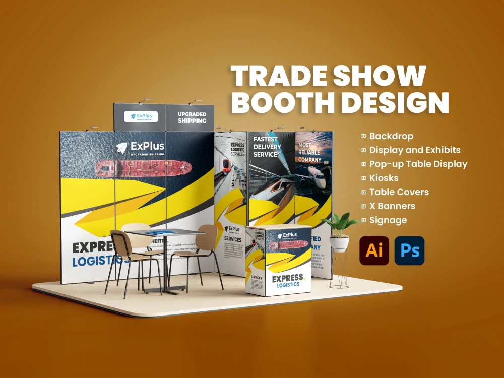 A eye catching trade show booth design, kiosk design and exhibition ...