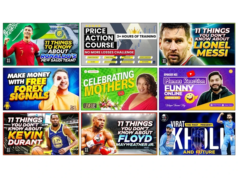 Attractive eye catchy youtube thumbnails designed in 3 hours | Upwork