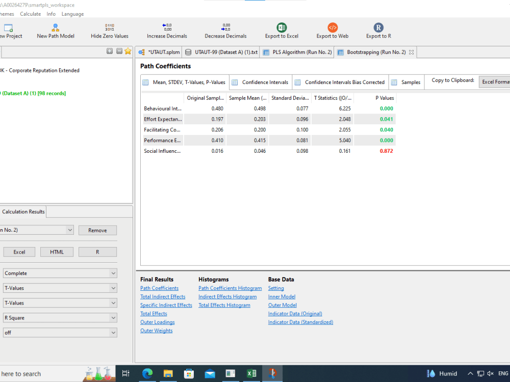 Statistical analysis using SmartPLS with the Excel report | Upwork