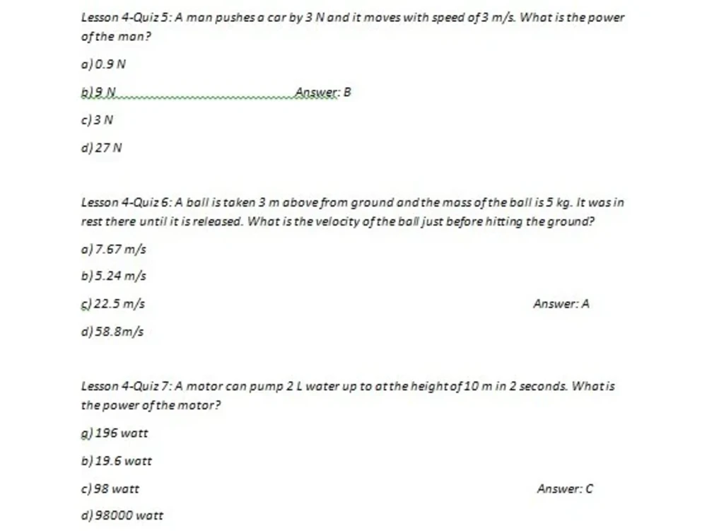325 raw and authentic quiz questions (M.C.Q.) on O level physics | Upwork