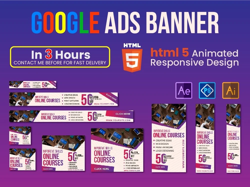 Animated banner, gif banner, 2d animation, web banner, HTML5 banner ...