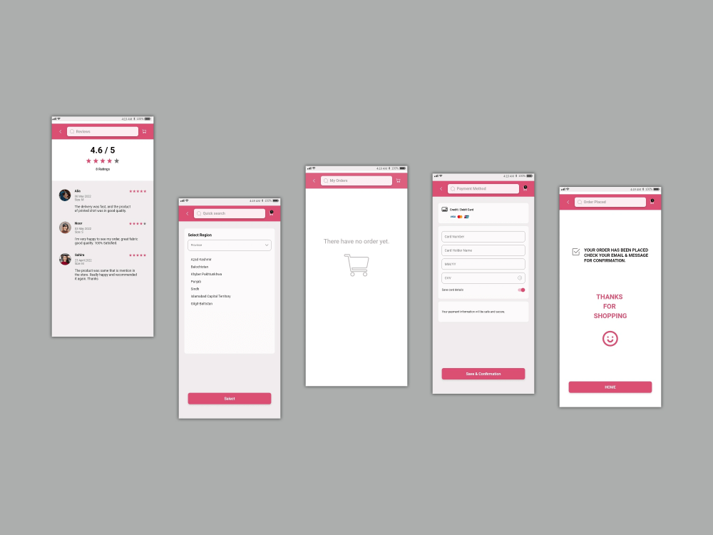 An e-commerce app interface with source file in XD | Upwork