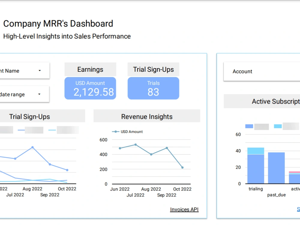 A Stripe MRR Dashboard built in Google Data Studio | Upwork