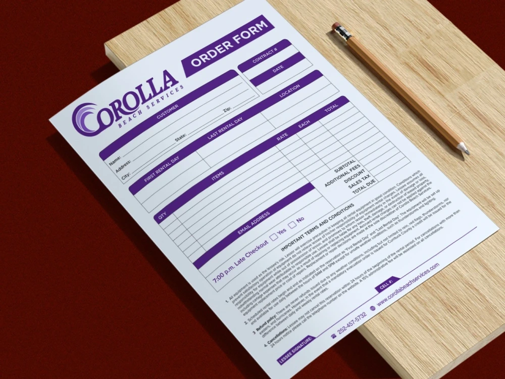 Invoice, Order Form Design with Fillable & Auto Calculated PDF Format ...